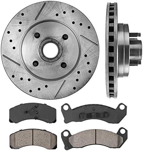 Amazon.com: Callahan Front 4 Lug Drilled Slotted Brake Disc Rotors and Ceramic Brake Pads ...