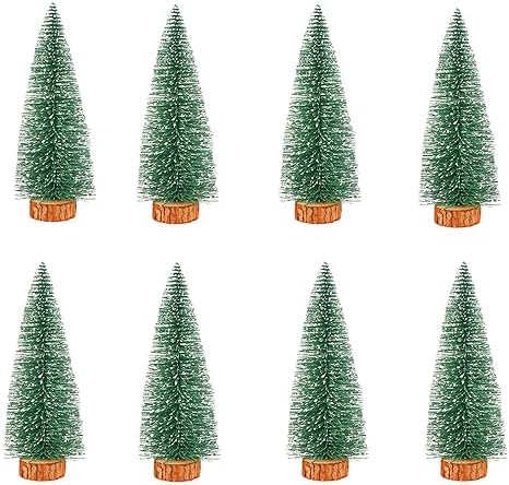Amazon.com: 8pcs 6inch Mini Christmas Tree Bottle Brush Trees Chrismas ...