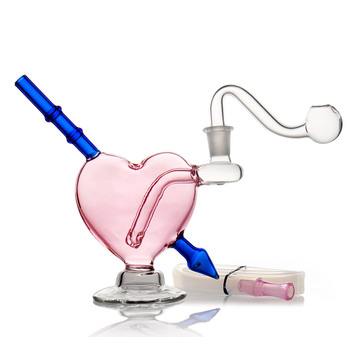 Mini Bong Smoking Bong Pipe Pink Heart Glass Bong Oil Burner Water Bong ...