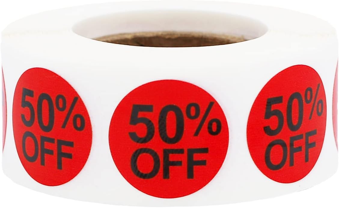 Red 50 Percent Off Labels 0.75 Inch 19 mm Round 500 Count : Amazon.ca ...