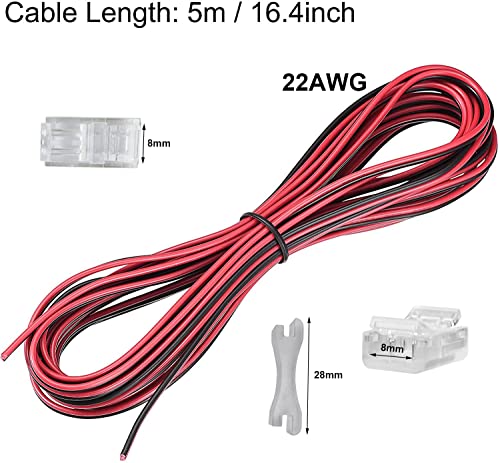 GTIWUNG 3528 2835 2 Pin Solderless LED Strip to Strip Connector Kit ...