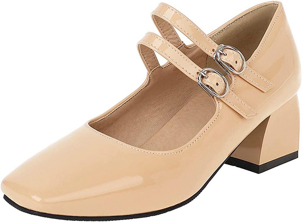 Amazon.com | Meefit Womens Patent Leather Mary Jane Double Strap Heels ...