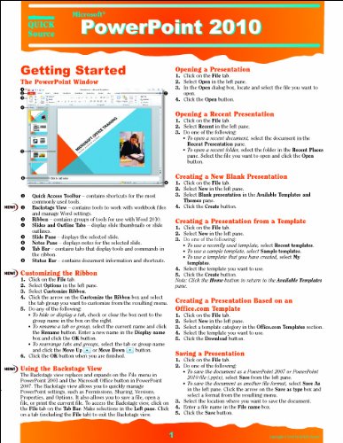 PowerPoint 2010 Quick Source Reference Guide: Quick Source: 9781935518082: Amazon.com: Books