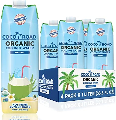 Amazon.com : Coco Road Organic & Fair Trade Coconut Water 1L 4 Pack ...