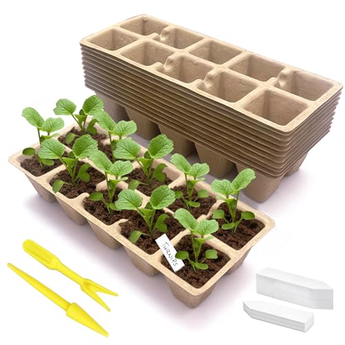 Kimdozee 120 Cells Seed Starter Tray, 12 Pack Germination Peat Pots ...
