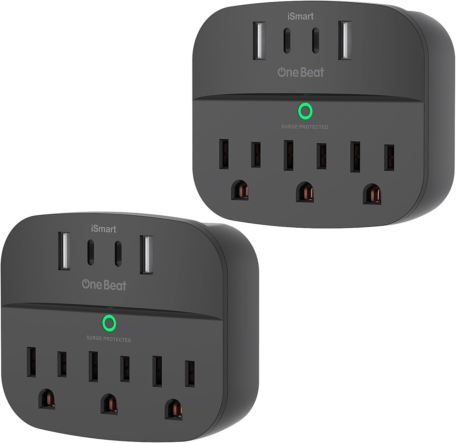 2 Pack Multi Plug Outlet Splitter with USB, Surge Protector Outlet ...