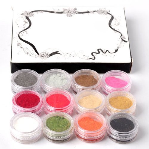 Amazon.com : enForten 12 Colors Velvet Nails Flocking Powder Manicure ...