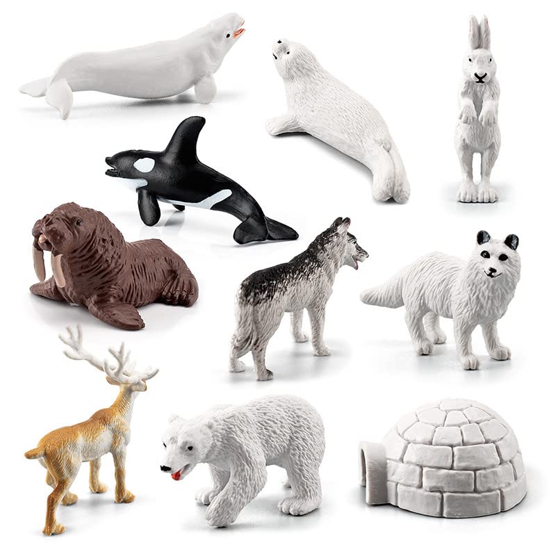 SANZEZ COOLive 10PCS Realistic Polar Animals Figurines Toy Mini Arctic ...