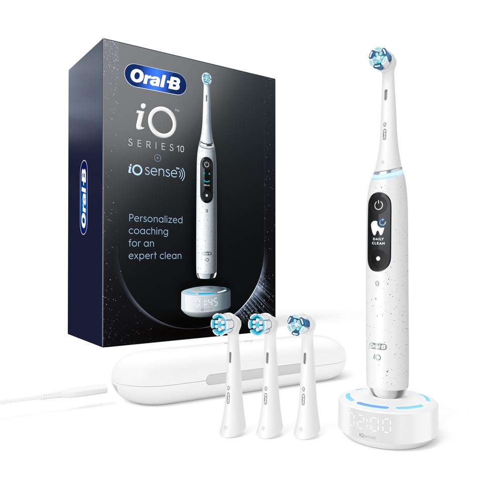 Amazon.com : Oral-B iO Series 10 Rechargeable Electric Toothbrush, Stardust White with 4 Brush ...