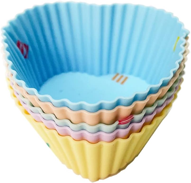 Amazon.com: Heart Shape Silicone Cupcake Muffin Baking Cups 12 Pack ...