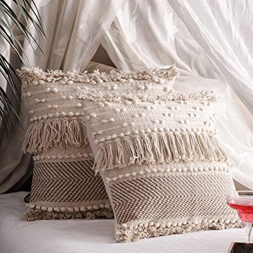 Amazon.com: Cream Boho Throw Pillow Cover - Decorative Bohemian Throw ...