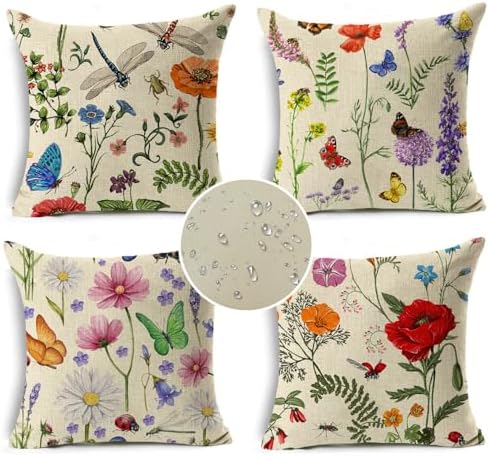 KEIROUTK Outdoor Cushions Waterproof Spring Summer Cushion Covers 18x18 ...