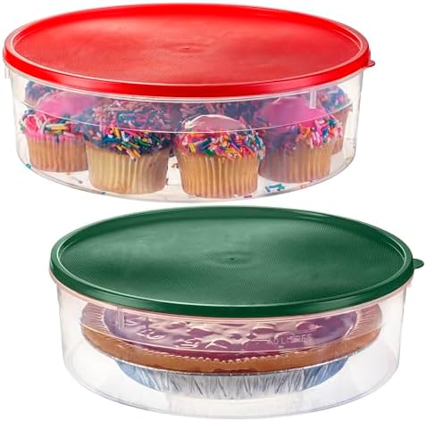 Amazon.com: 2 Pack Pie Carrier Cake Storage Container with Lid | 10.5 ...