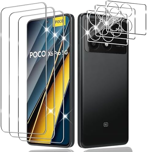 HidWee Vetro Temperato Compatibile con Xiaomi POCO X6 Pro 5G, 3 Pezzi Pellicola Protettiva e 2 ...
