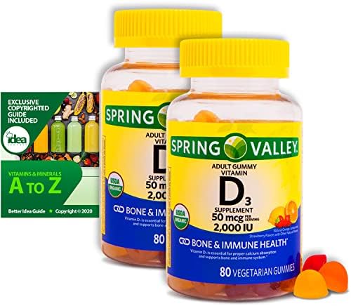 Amazon.com: Spring Valley Vegetarian Vitamin D3 Gummies, 2000 IU, 50 ...