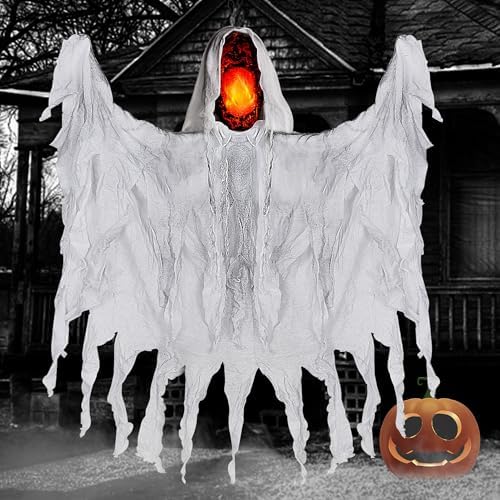 Amazon.com: DR.DUDU 3 Pack Hanging Halloween Decor Outdoor Pumpkins Ghost Spooky Skeleton with ...