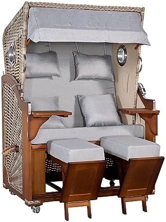 Webavita Premium Strandkorb Korsika | 2-Sitzer mit Bullauge aus Pinie ...
