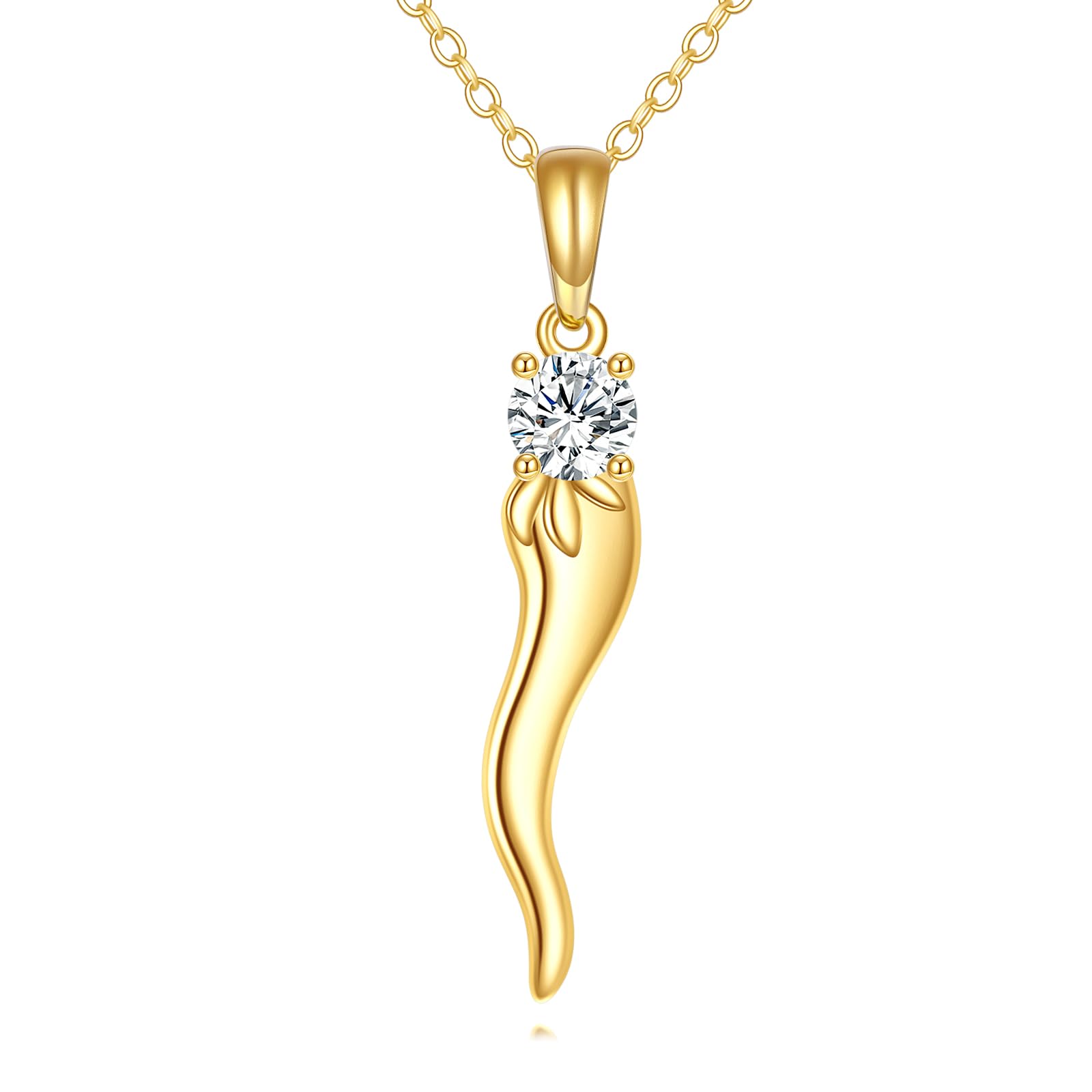 Amazon.com: DOVRAN 14K Gold Italian Horn Necklace Hollow for Women ...