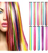Amazon.com : 10Pcs Colored Hair Extensions 20Inch Multi-Colors Straight ...