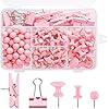 Amazon.com: 200 Pieces Pink Push Pins Thumb Tacks Cute Decorative Push ...