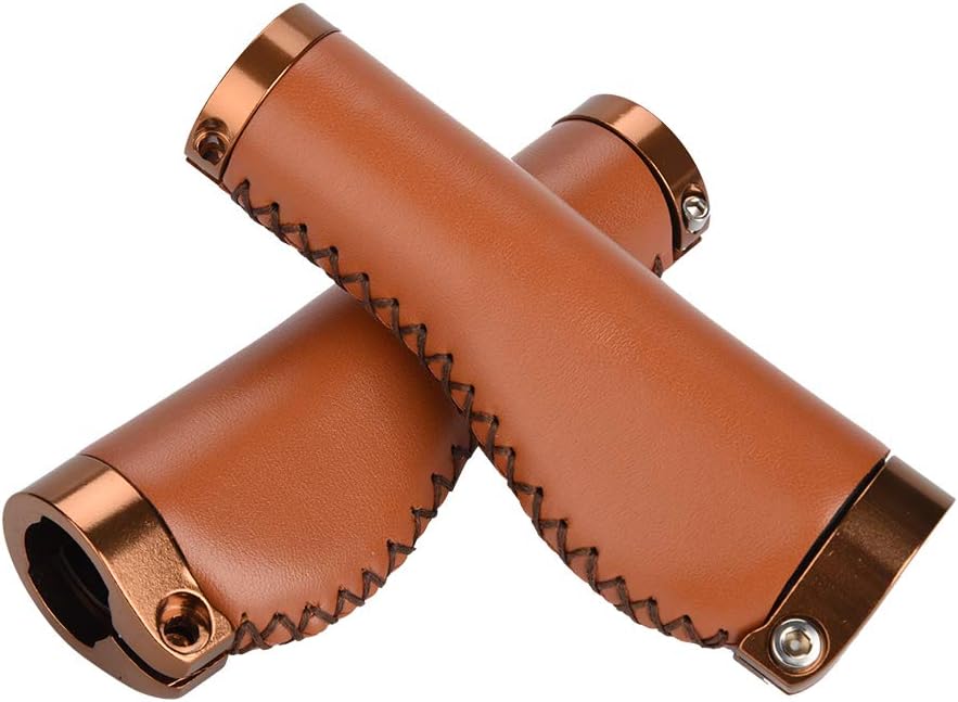 Drfeify Bicycle Handle Grips,PU Leather Lockable Bike Handle Grips ...