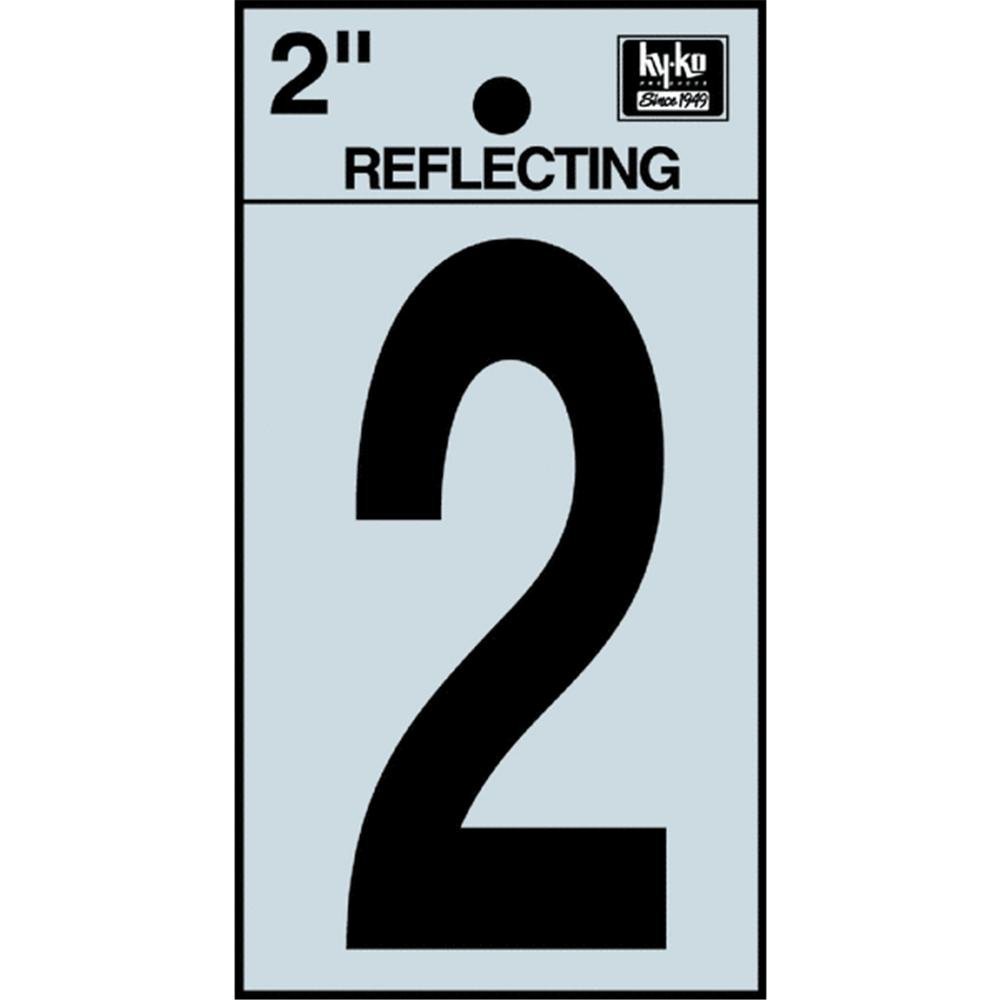 Amazon.com: Hy-Ko 2 in. Reflective Black Vinyl Number 2 Self-Adhesive 1 ...