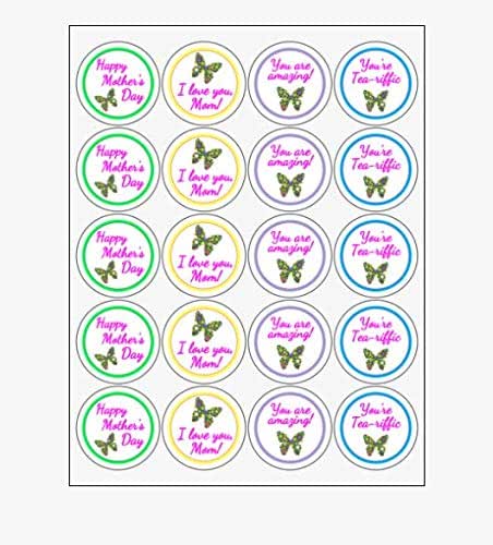 Amazon.com: Assorted Mother's Day Butterfly Tag Labels 2" Round Sticker ...