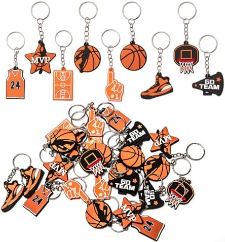 Sixfolo Pack of 27 Basketball Keyrings, Basketball Key Rings, Sports ...