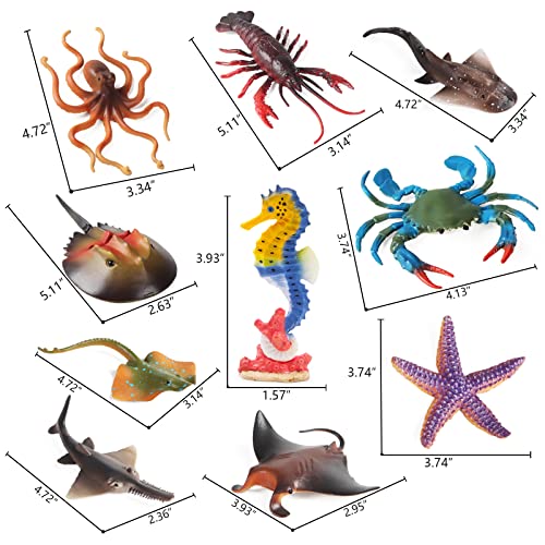 Ocean Sea Animals Toys Figures, 10Pcs Large Plastic Sea Creature Toys ...