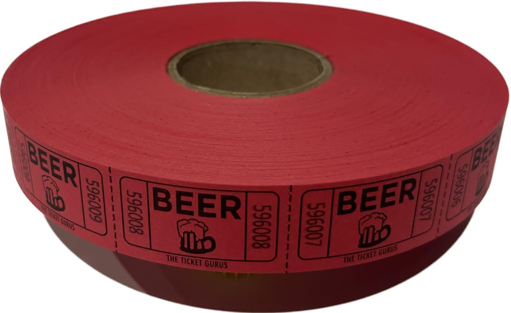 Amazon.com : The Ticket Gurus-roll of 2000 Red Beer Tickets Single Roll ...