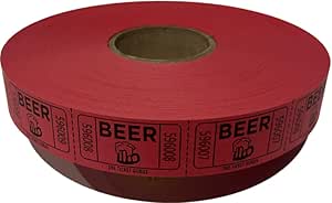 Amazon.com : The Ticket Gurus-roll of 2000 Red Beer Tickets Single Roll ...