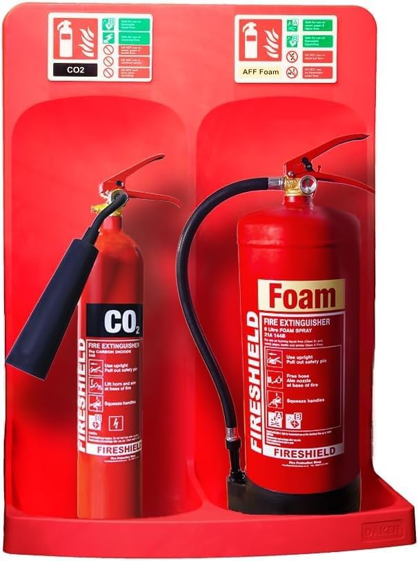 Double Red Fire Extinguisher Stand Complete w/ 2kg Co2 Fire ...