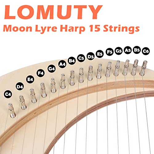 Snapklik.com : LOMUTY 15-String Moon Lyre Harp
