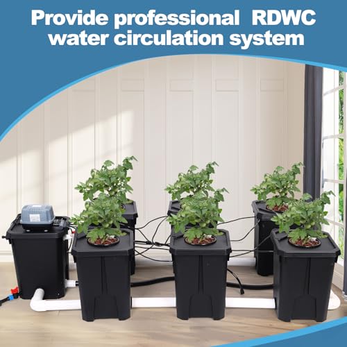 RDWC Hydroponics Grow System 6 Site + Reservoir, 7-Gallon Top Drip ...