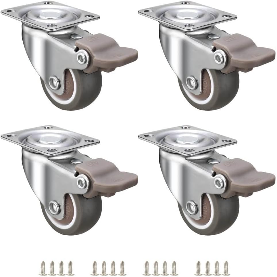 Amazon.com: bayite 4 Pack 1" Low Profile Casters Wheels Soft Rubber ...