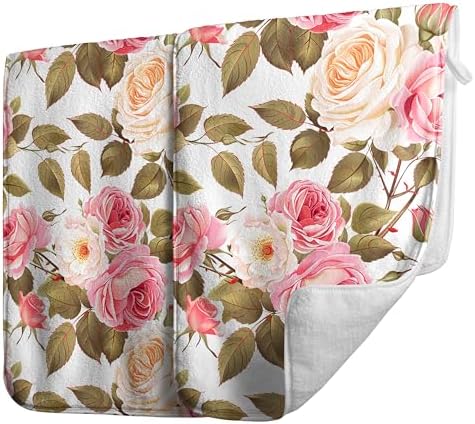 Amazon.com: susiyo Beautiful Floral Pink Roses Hand Towels Set of 2 ...