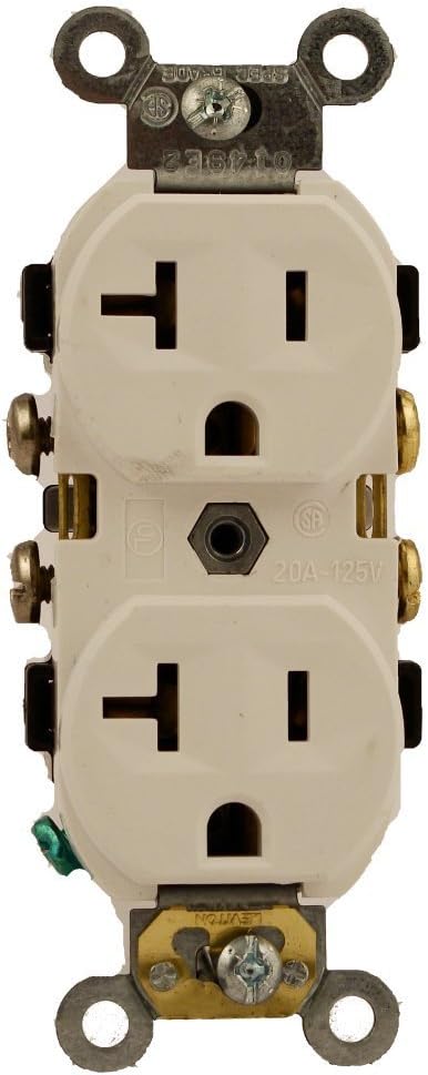 Leviton 5800-Wsp 20-Amp, 125-Volt, Receptacle Duplex, Self-Grounding ...