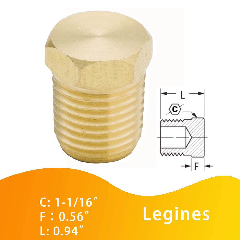Snapklik.com : Legines Brass Pipe Fitting Hex Head Plug, 3/4" NPT Male ...
