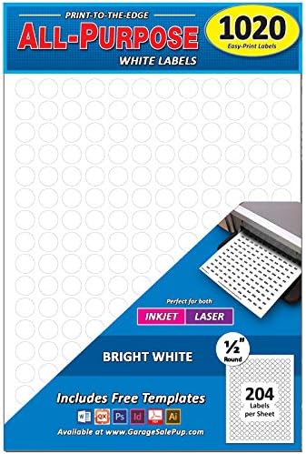 Amazon.com : Pack of 1020 1/2" Round Circle Dot Labels, White, 8 1/2" x ...