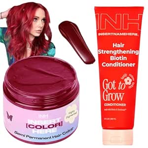 Amazon.com : INH Hair Dye Set - Ruby Red Semi Permanent Hair Color ...