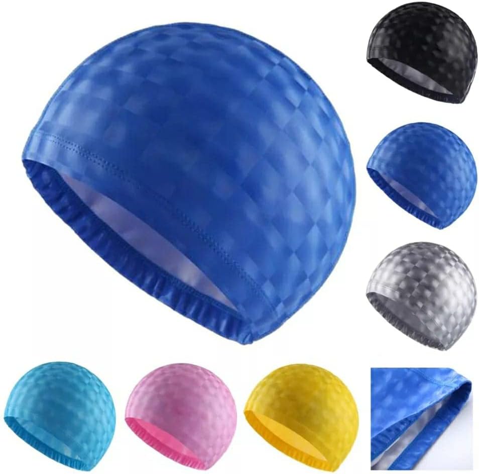 SportQ Waterproof PU Fabric Swimming Cap, Long Swimming Cap for Men and ...