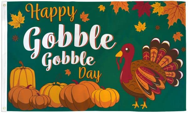 Amazon.com : Happy Gobble Day Thanksgiving Flag 3x5ft - Holiday Parties ...
