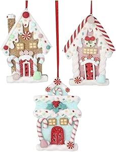 Amazon.com: Bridge Collection Gingerbread House Cookie Ornaments - Set ...