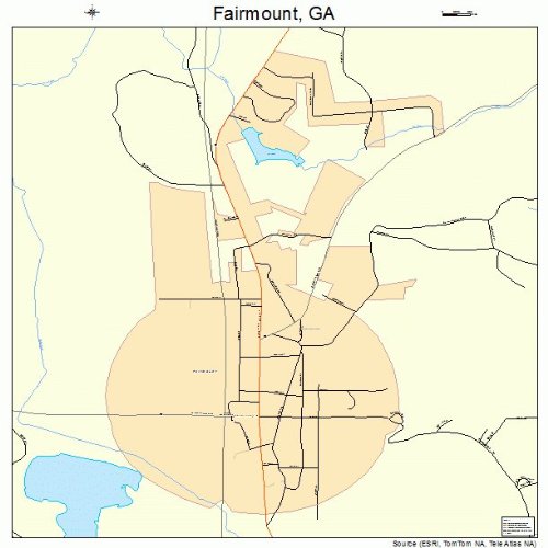Large Street & Road Map of Fairmount, Georgia GA - Printed poster size ...