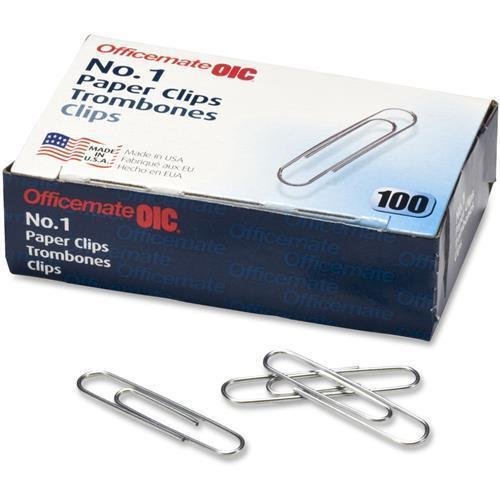 OIC Paper Clips, Size 1, Standard, .034 Gauge, 100/BX, Silver (99911 ...