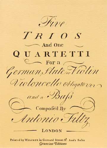 Flitz: Five Trios for Flute (or Violin), with Cello Obbligato and Basso ...