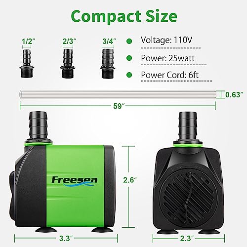 Snapklik.com : FREESEA Submersible Aquarium Fountain Pump: 400GPH 25W ...