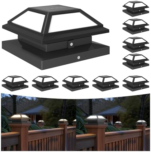 Solar Post Cap Lights, 10 Pack Outdoor Fence Post Cap Lights ...