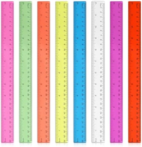 Amazon.com : Plastic Rulers 12 Inch, Ymapinc 8Pcs 12 Inch Ruler with ...