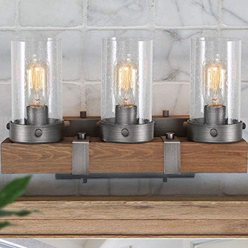 LOG BARN Farmhouse Rustic Bathroom Vanity Light, Wall Light Fixture 3 ...
